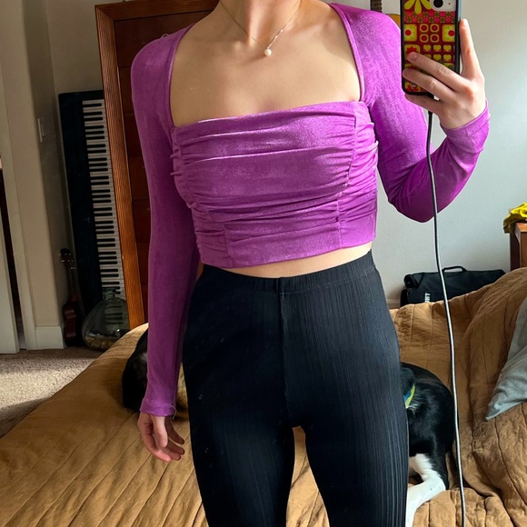 Princess Polly | Tops | Ruched Purple Princess Polly Crop Top | Poshmark